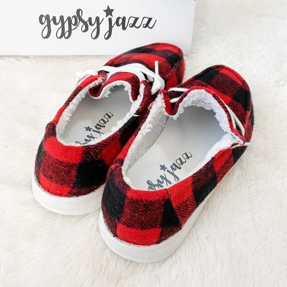 Gypsy Jazz | Shoes | New Gypsy Jazz Riley Red And Black Buffalo Check ...
